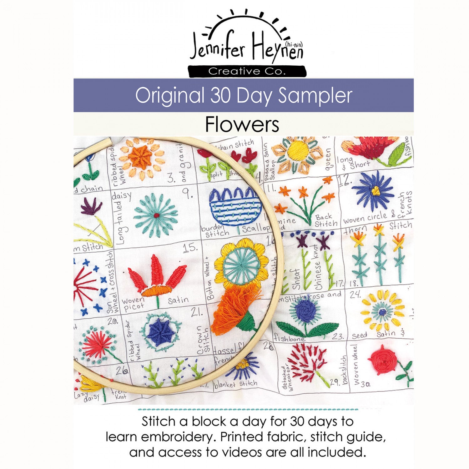 30 Day Embroidery Sampler - Flowers – Snuggly Monkey