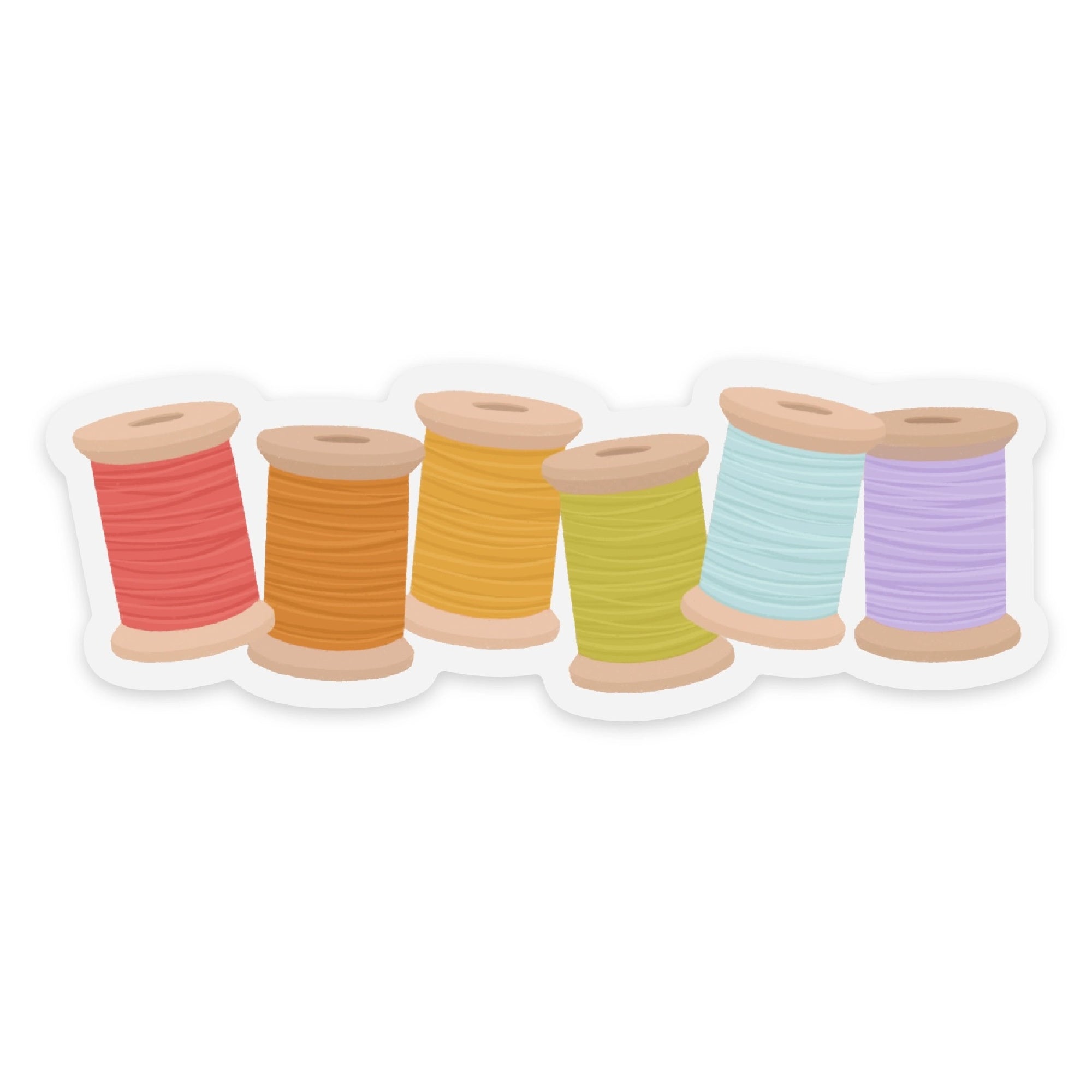 Rainbow of Thread Spools Vinyl Sticker – Snuggly Monkey