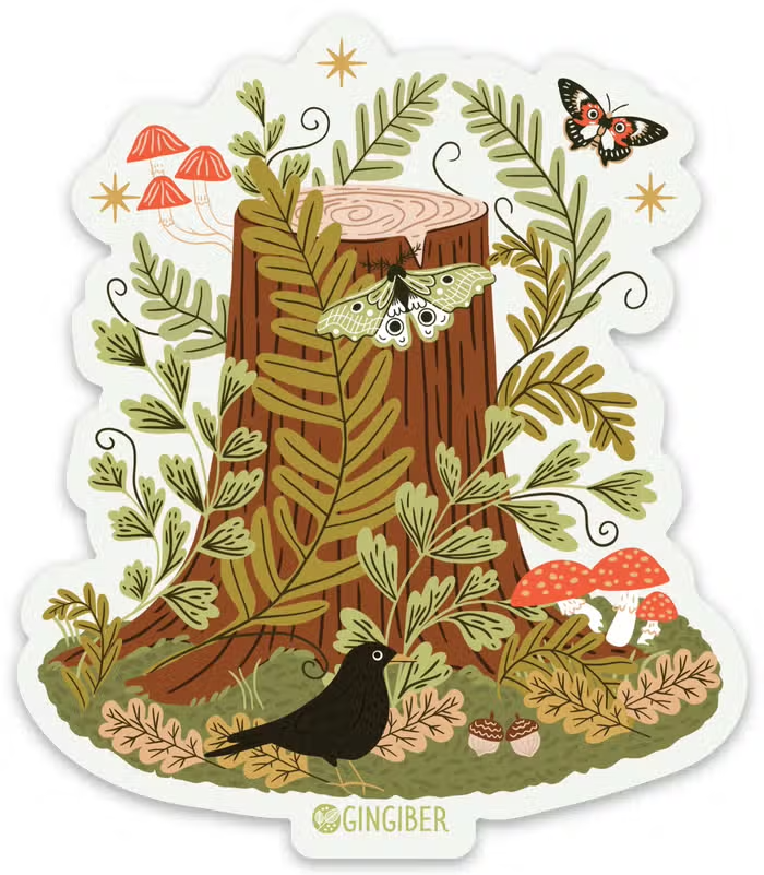 Enchanted Forest Tree Stump Vinyl Sticker – Snuggly Monkey