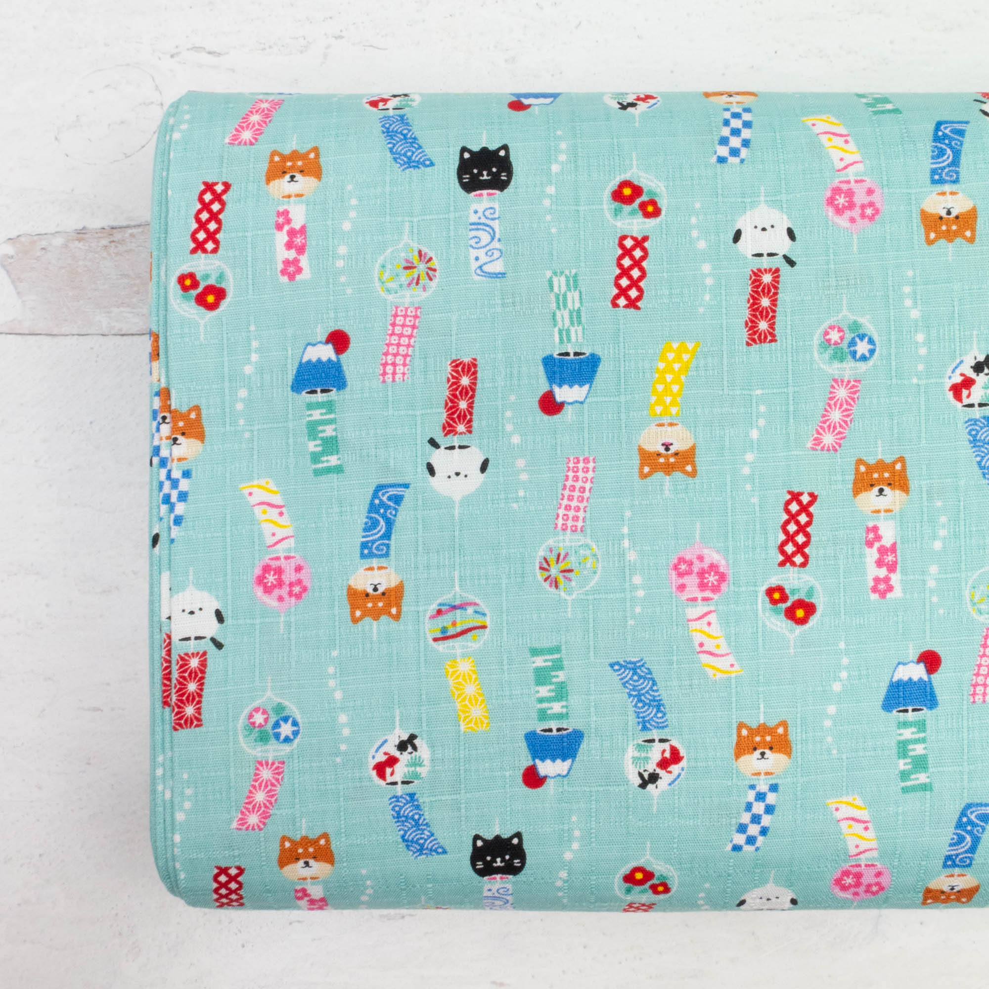 Japanese Cotton Dobby Fabric - Kawaii Paper Wishes on Lt Blue (AP2061C ...