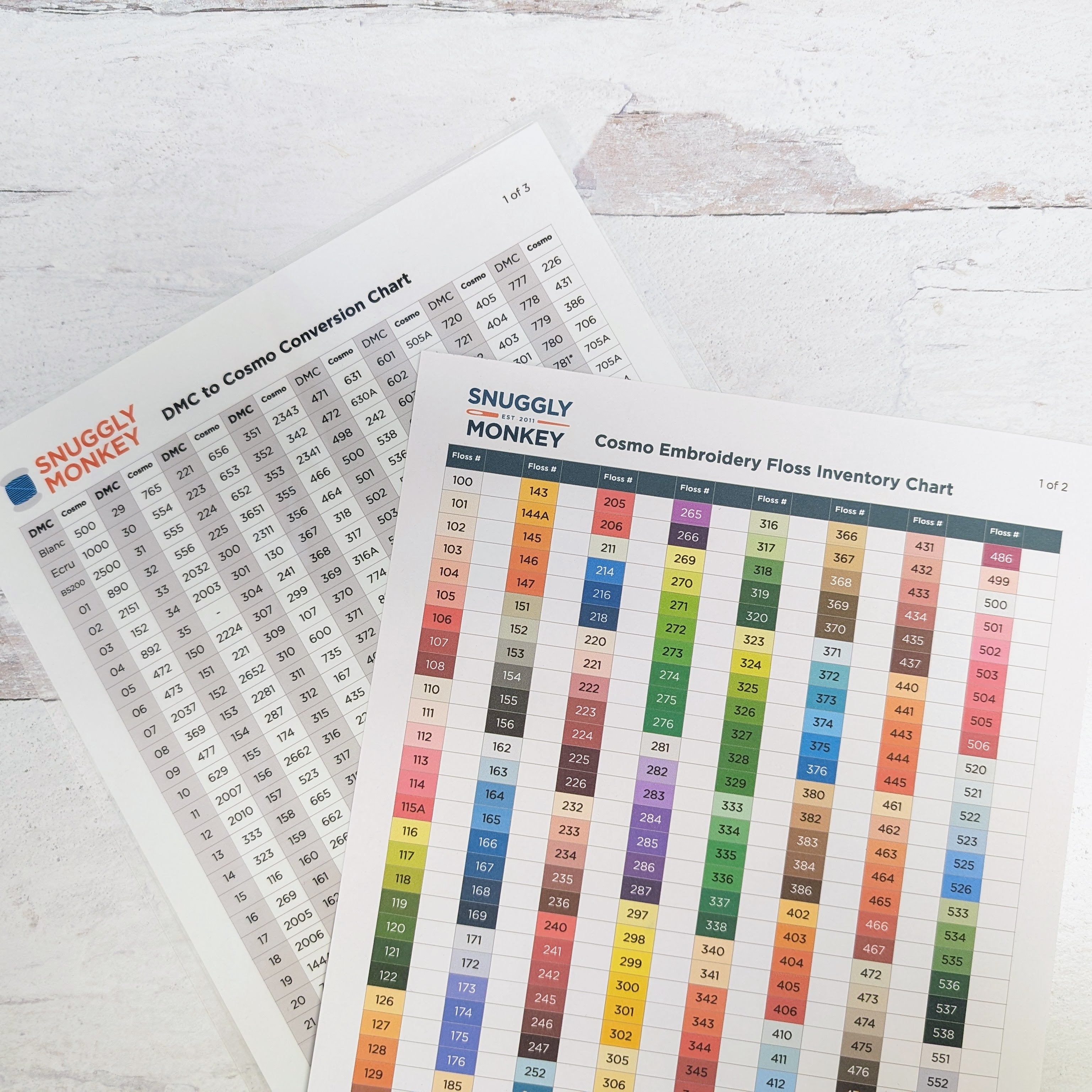 Laminated Cosmo Floss Inventory Chart – Snuggly Monkey