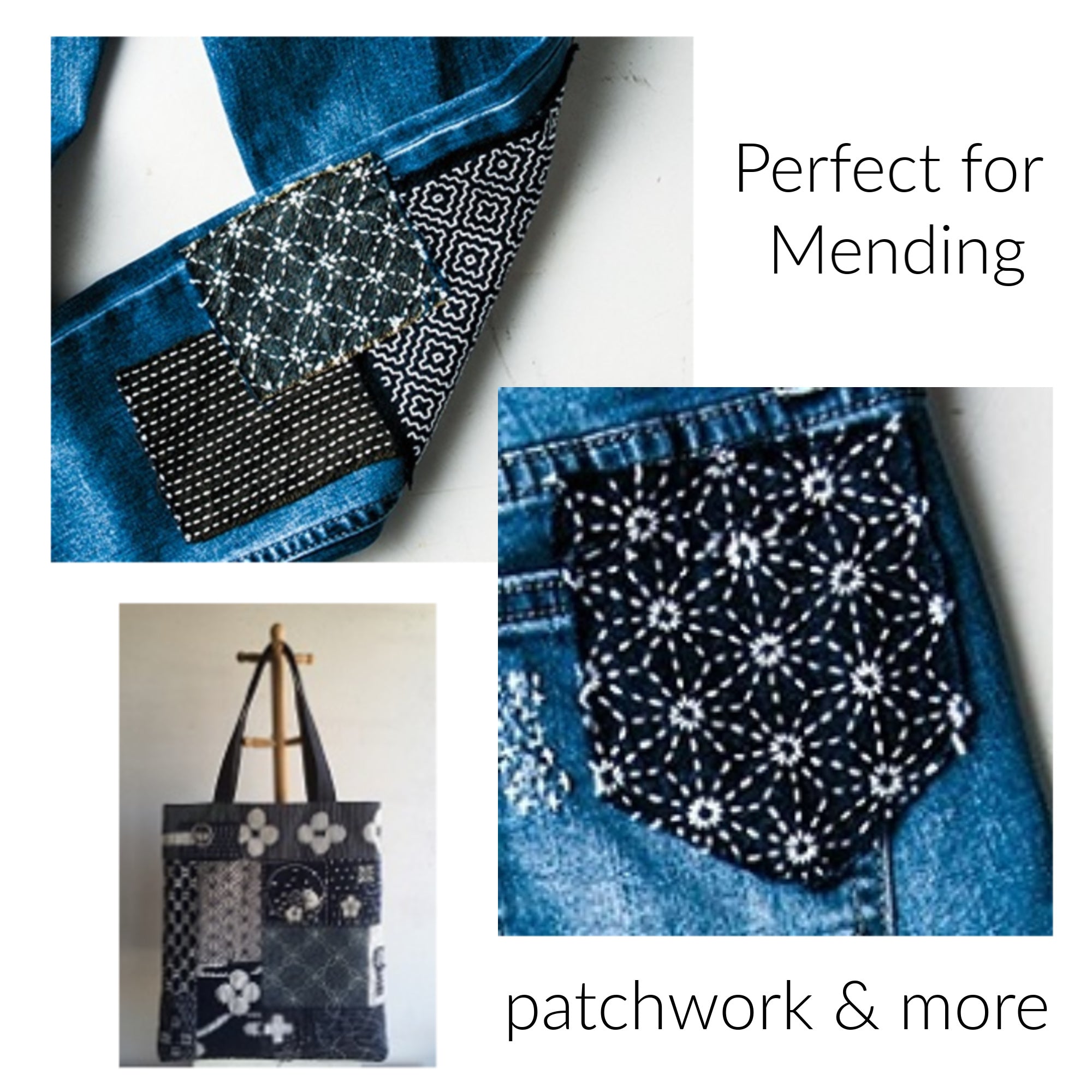 Sashiko Patches for Mending, Quilting and Patchwork - Snuggly Monkey