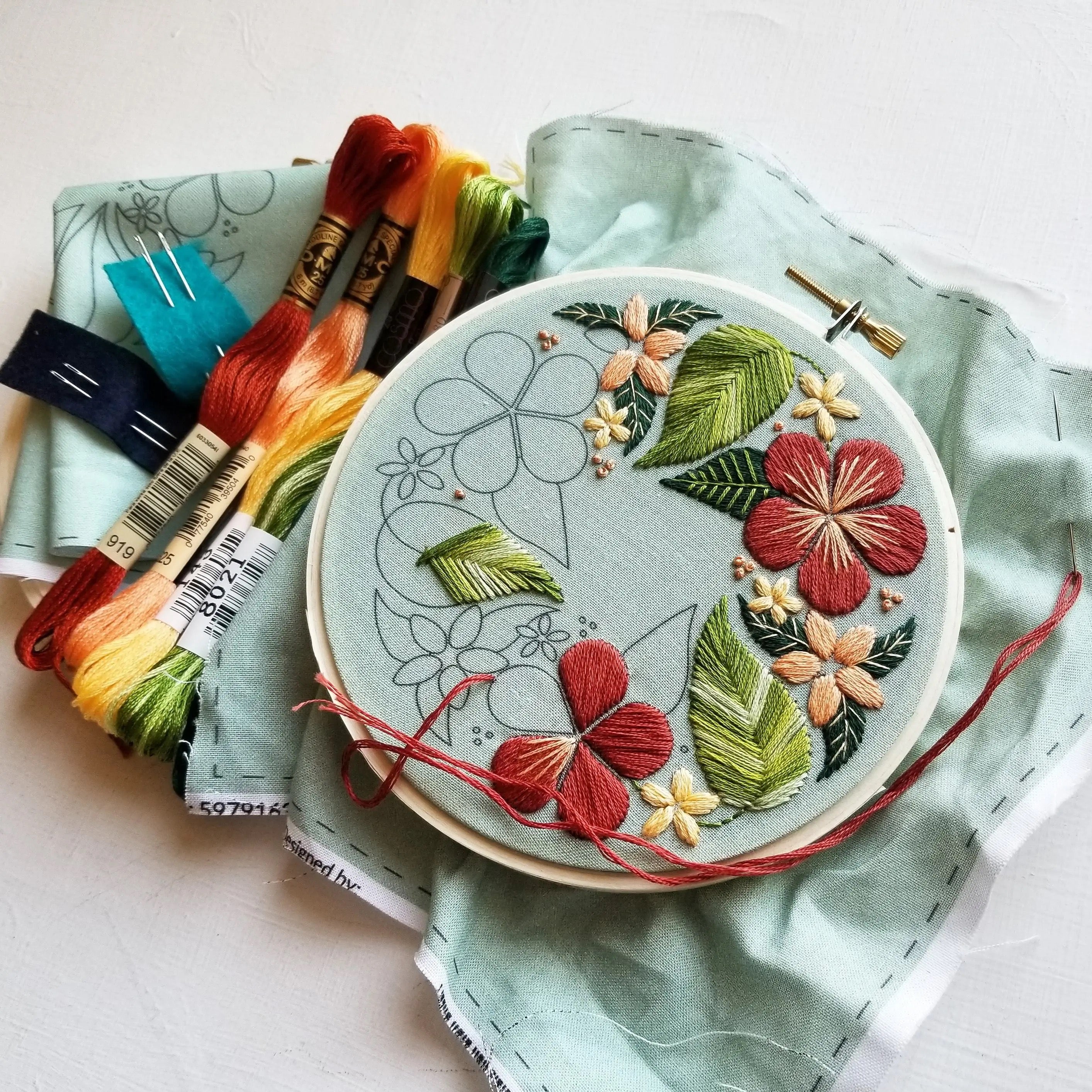 Floral Flourish Embroidery Kit – Snuggly Monkey