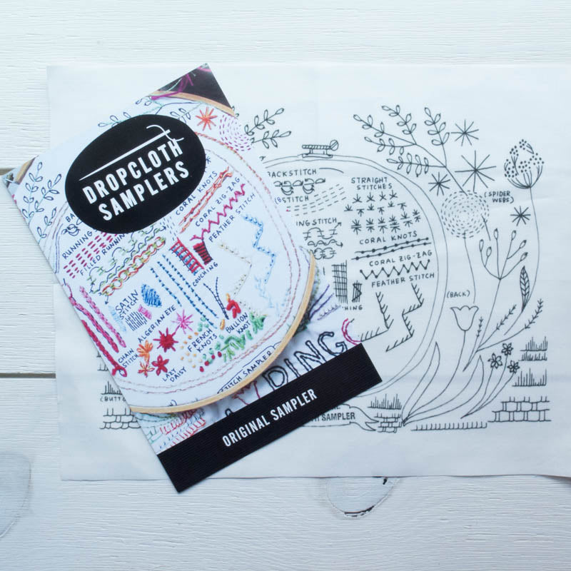 Dropcloth Embroidery Samplers :: Original Sampler - Snuggly Monkey