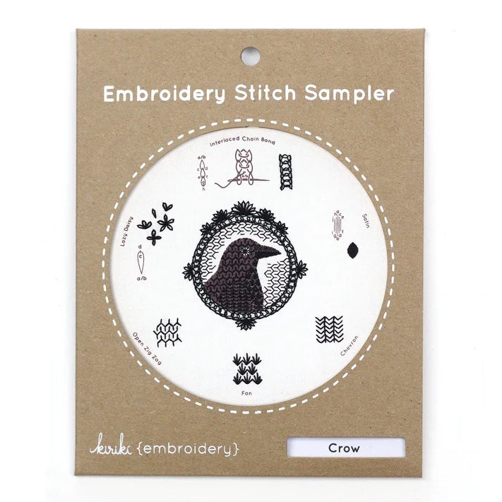 Crow Embroidery Stitch Sampler – Snuggly Monkey