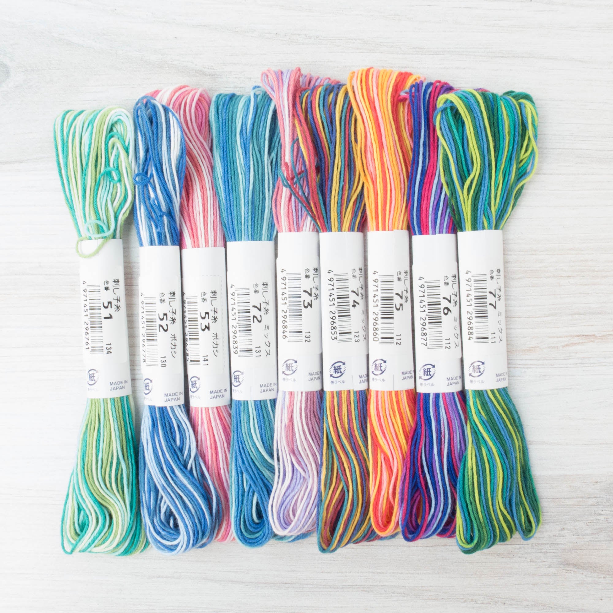 Variegated Sashiko Thread Collection (10 colors) - Snuggly Monkey