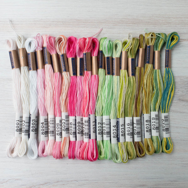 Cosmo Seasons Variegated Embroidery Floss Set - 8000s Pink and Greens ...
