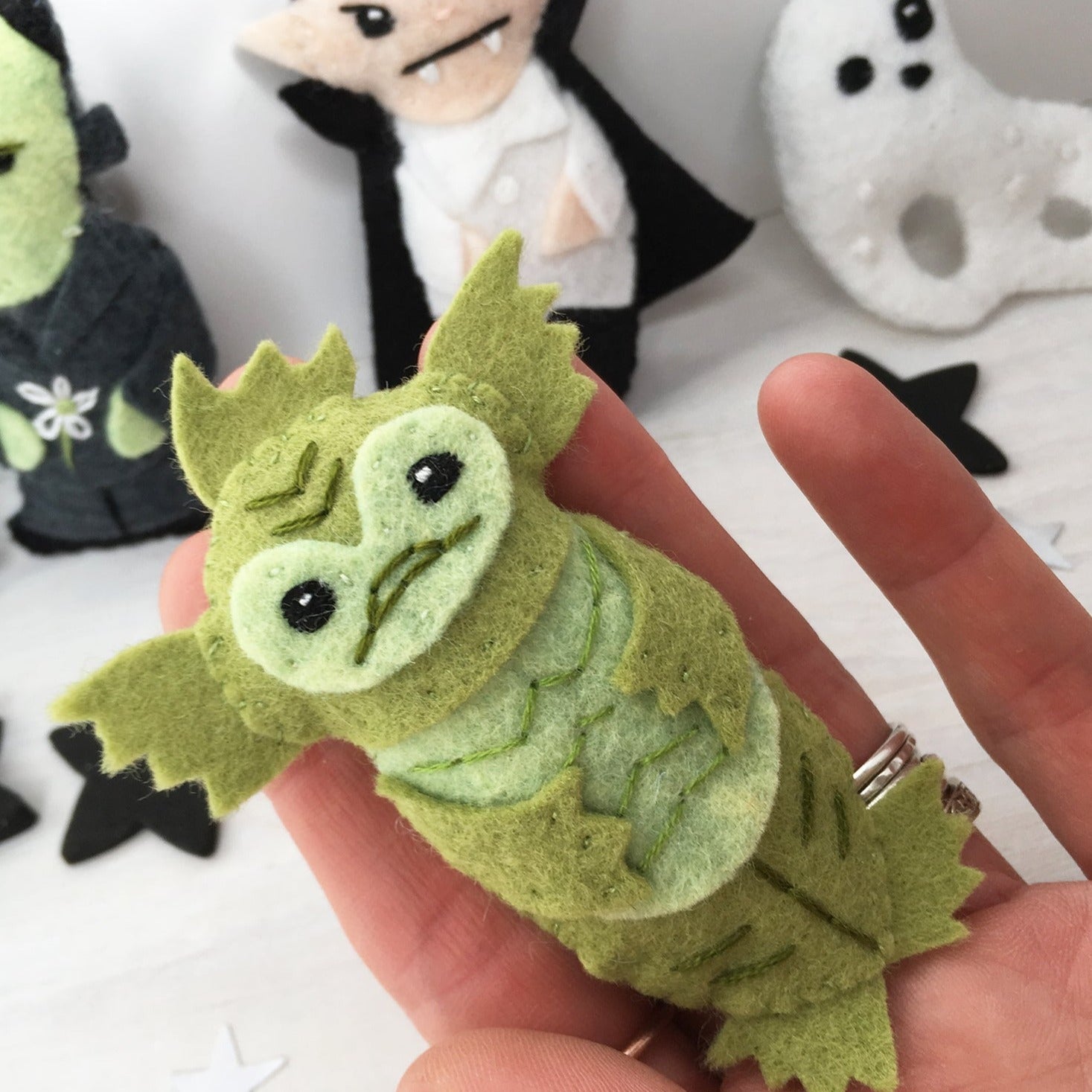 Classic Movie Monsters Wool Felt Embroidery PDF Pattern – Snuggly Monkey